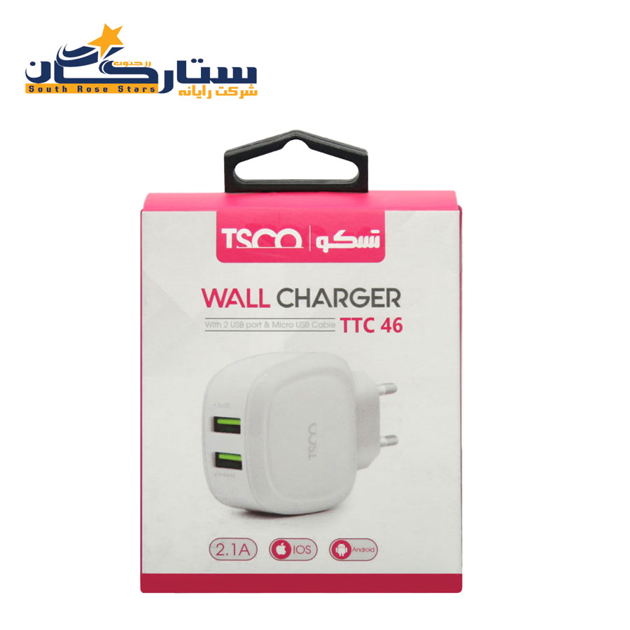 شارژر دیواری تسکو مدل TSCO TTC 46 به همراه کابل تبدیل microUSB